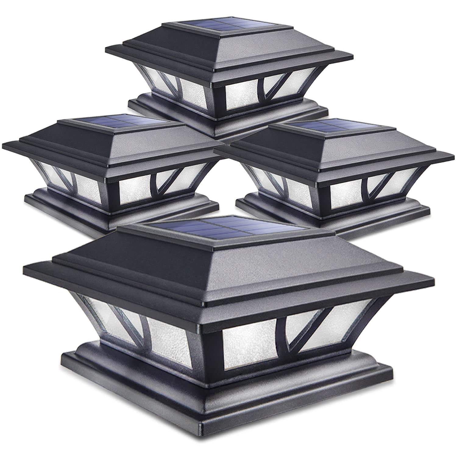 Solar Post Lights Outdoor 2 Modes LED Fence Deck Cap Light for 4x4 5x5 ...