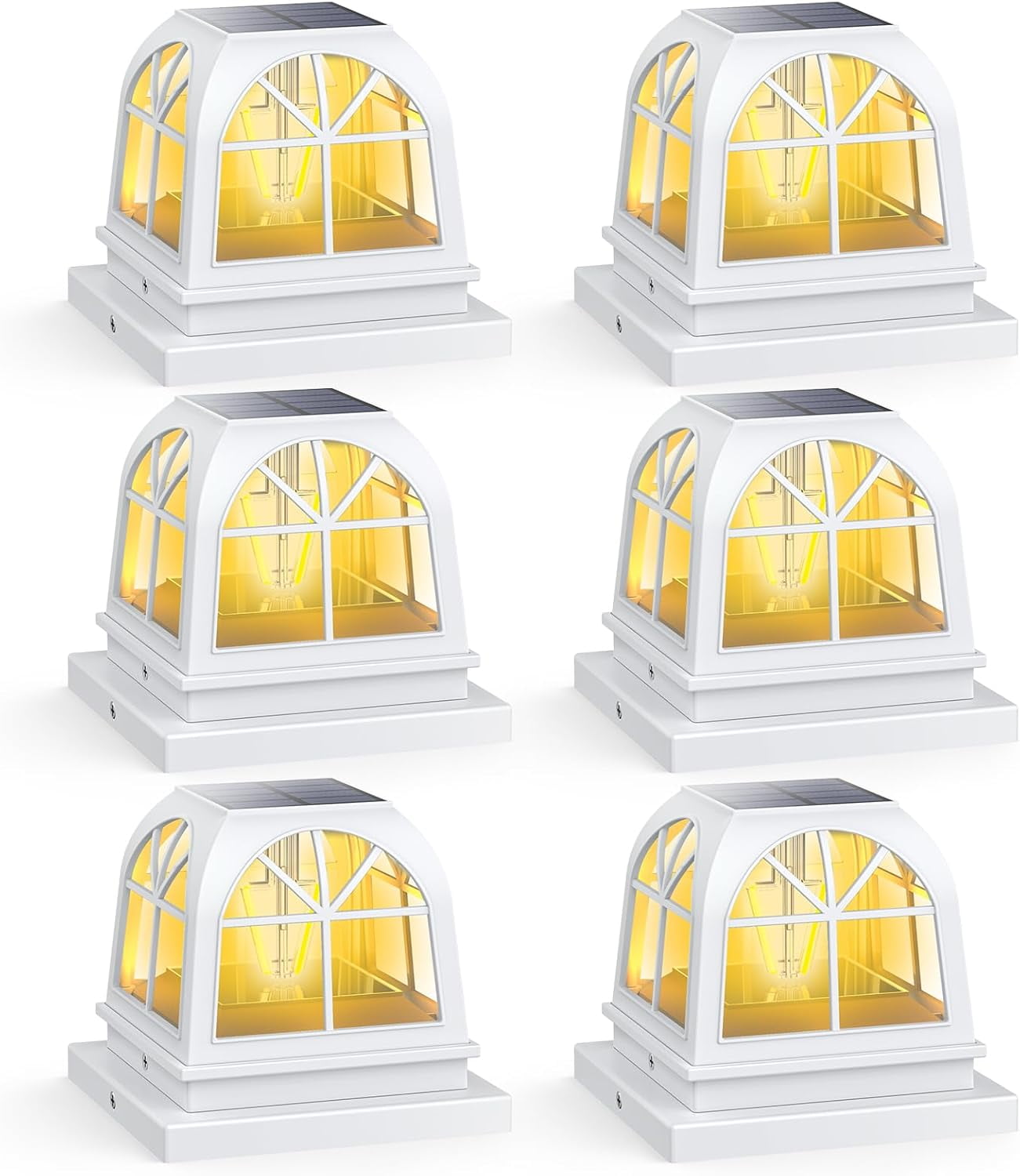 Solar Post Lights Outdoor Deck Fence Post Cap Light 2 Brightness Edison ...