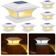 Solar Post Lights Outdoor Glass LED Fence Cap Light 2 Modes for 4x4 5x5 ...