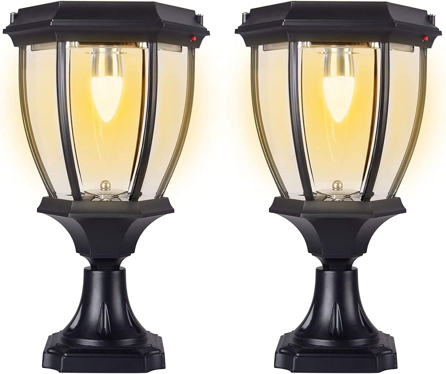 Solar Post Lights Outdoor, Waterproof Fence Solar Powered Pillar LED ...