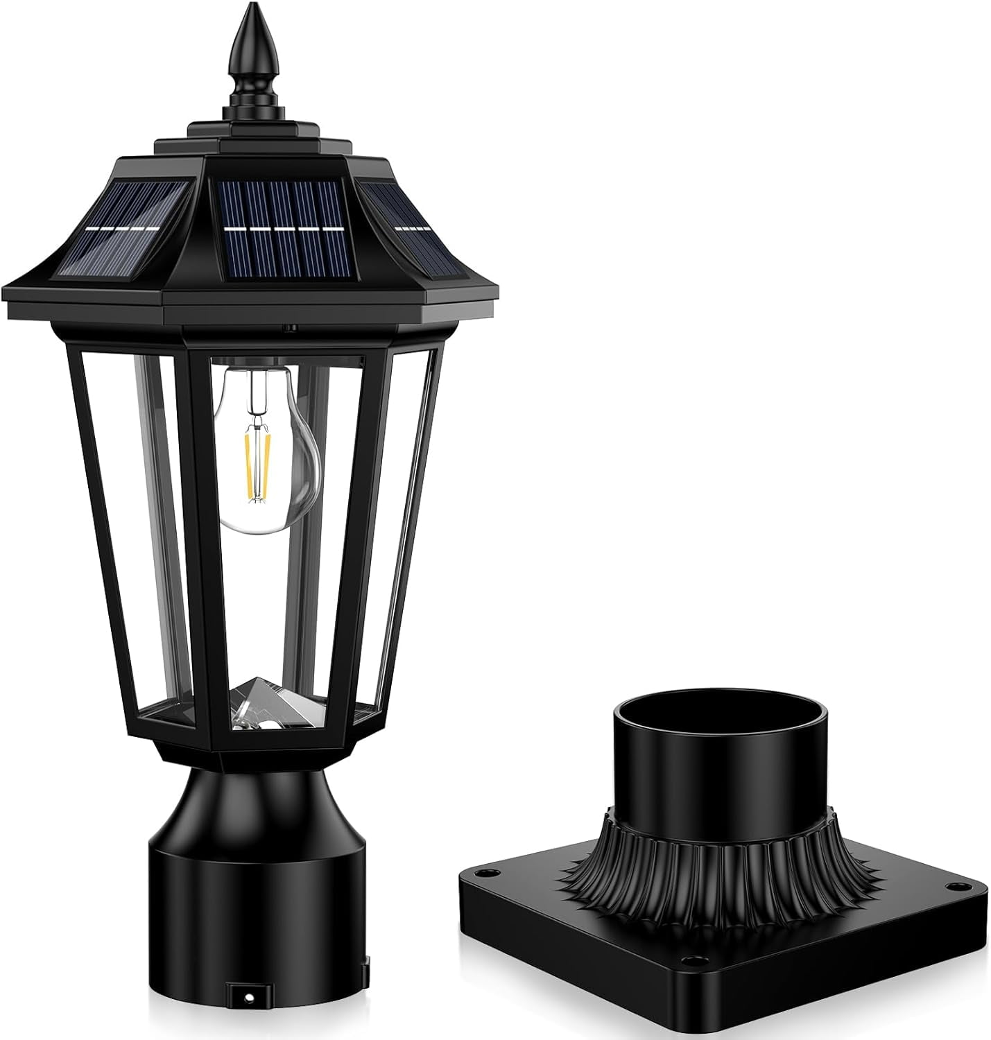 Solar Post Lights Outdoor Waterproof IP65-6000K Cool White with Dusk to ...