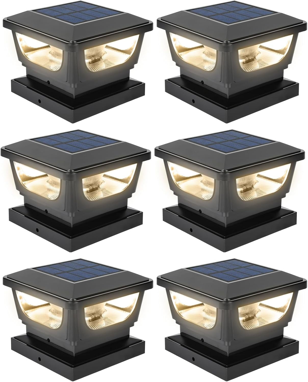 Solar Post Lights, Solar Post Cap Light Fits 4 x 4 Wood, 3x3, 4x4 PCV ...