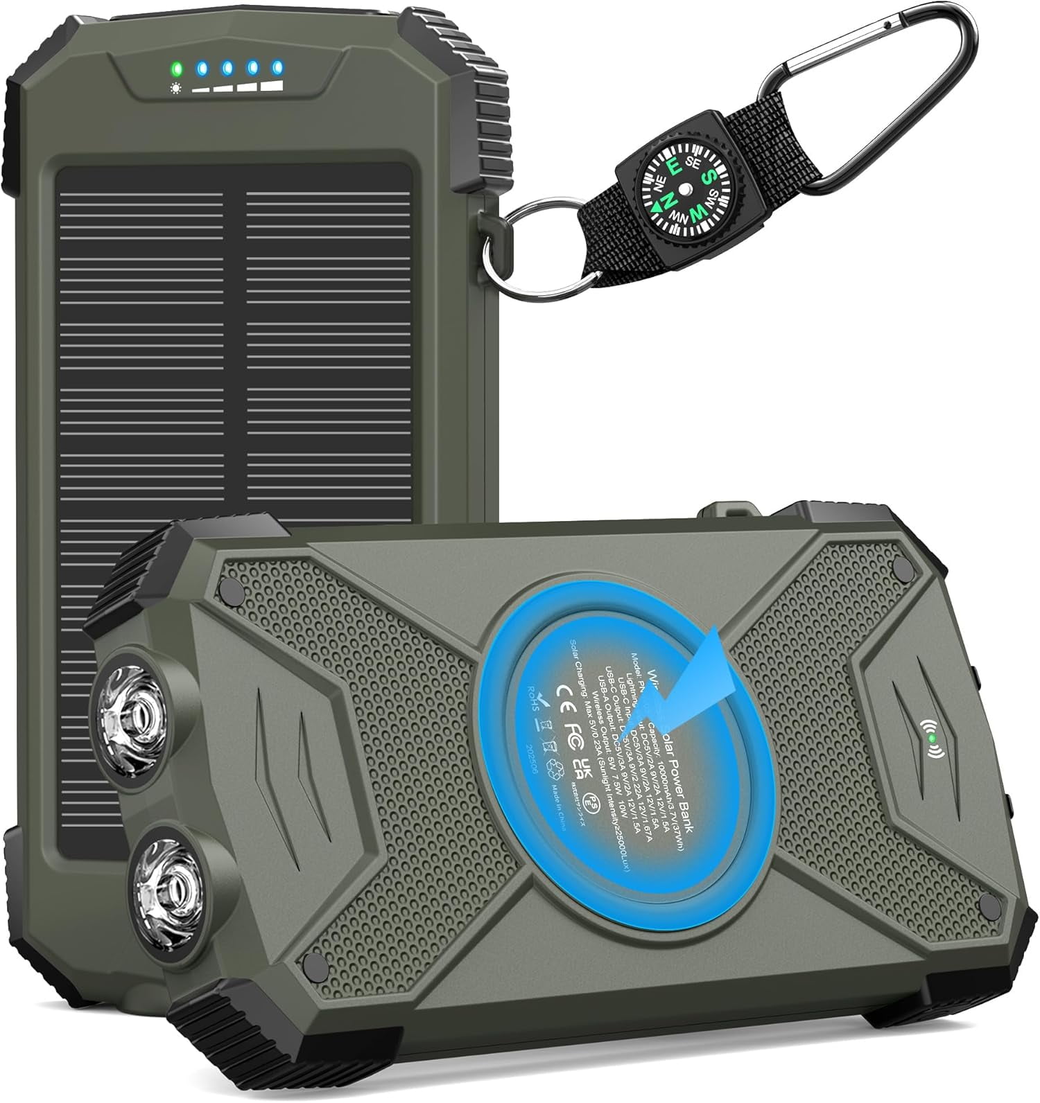 Solar Power 10,000mAh, Portable Charger, 20W External Pack with USB C ...