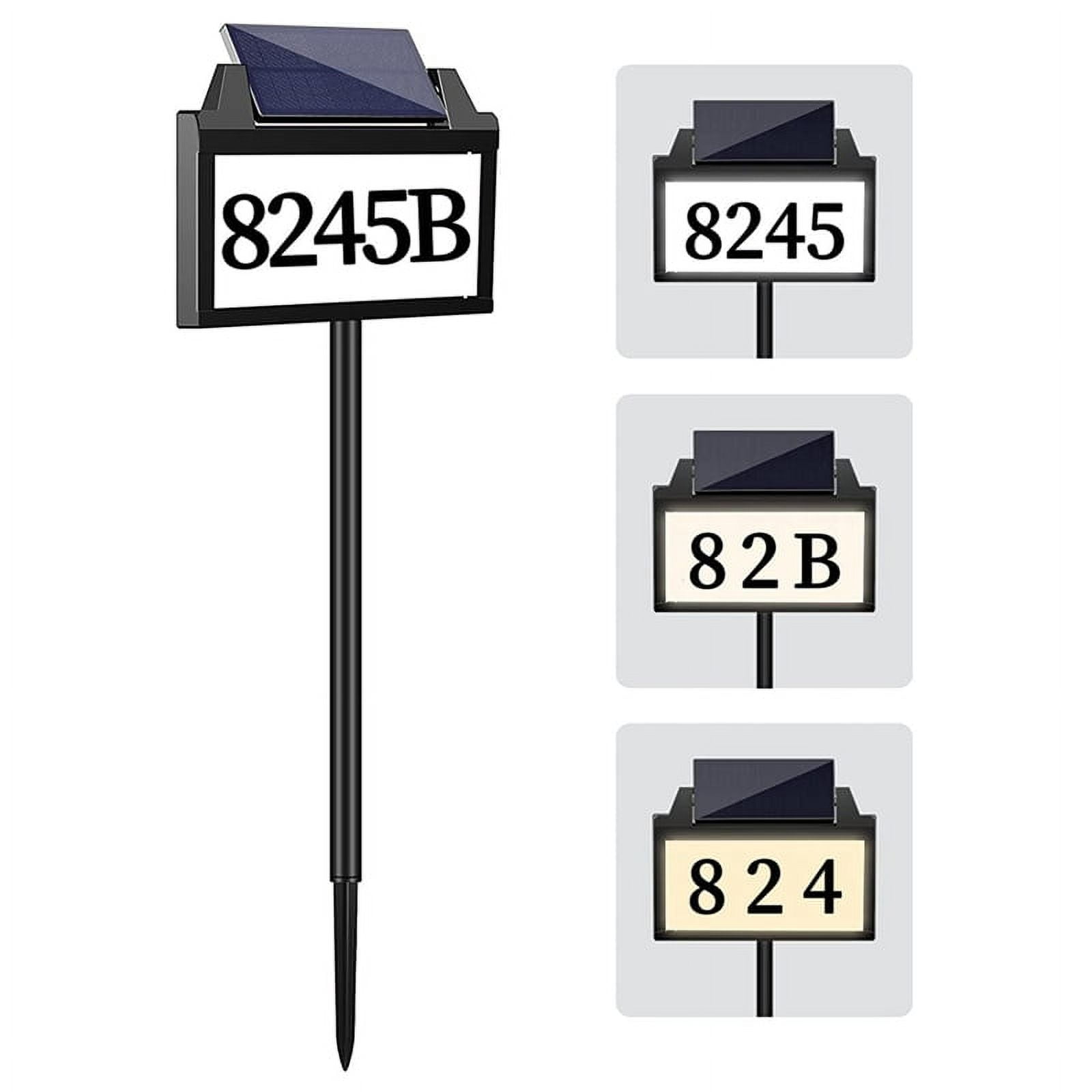Solar Power Address Sign, House Numbers for Outside Rechargeable LED ...