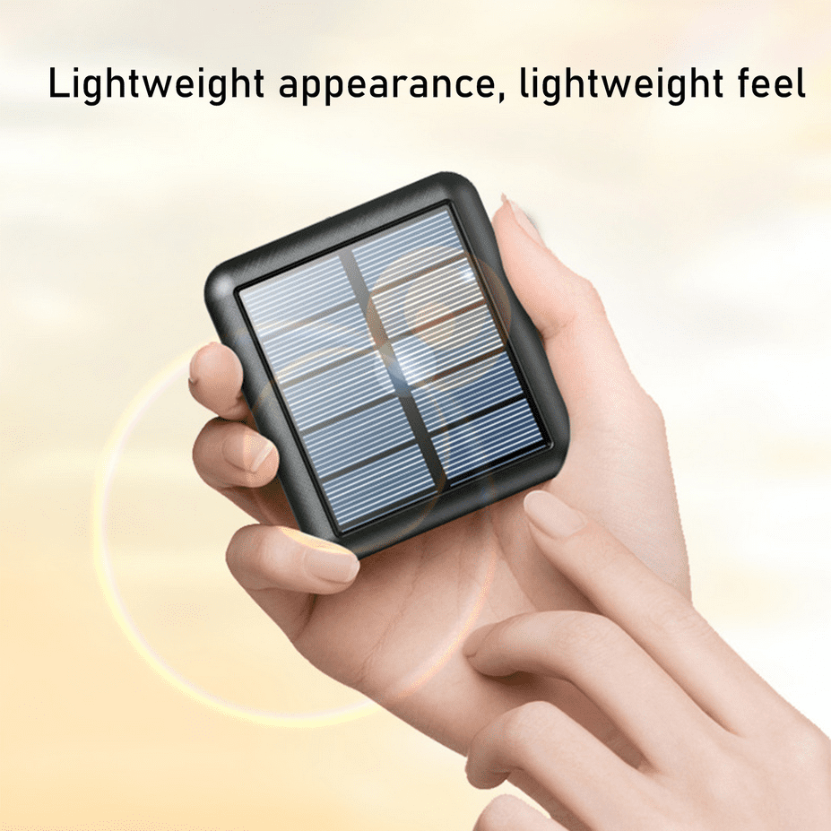 Solar Power Bank 10000mAh,Small Solar Charger Built in 4 Cables,USB C ...