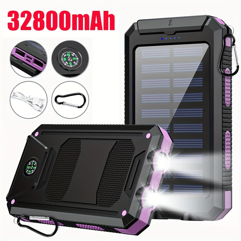 Solar Power Bank 38800mAh Wireless Charger with 4 Cables 6 Outputs 15W ...