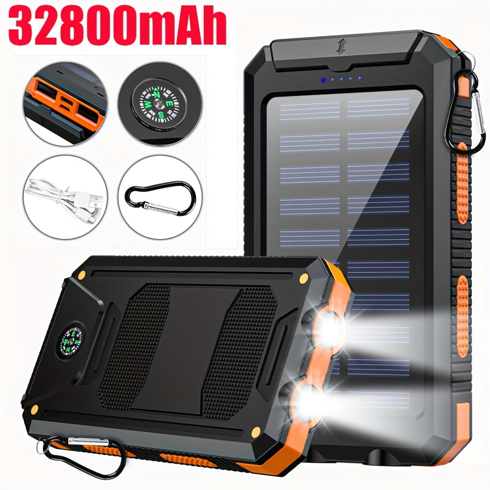Solar Power Bank 38800mAh Wireless Charger with 4 Cables 6 Outputs 15W ...