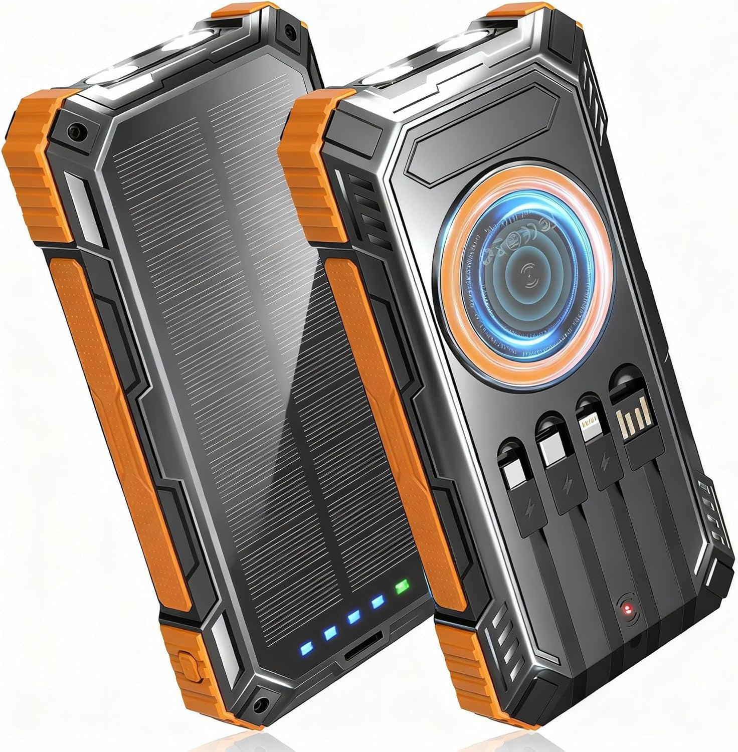 Solar Power Bank,49800mAh Wireless Portable Phone Charger with Built-in ...