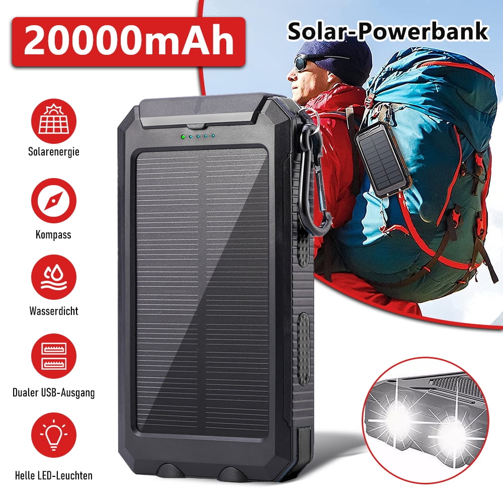 Solar Power Bank, MDHAND 20000mAh Portable Solar Charger for Cell Phone ...