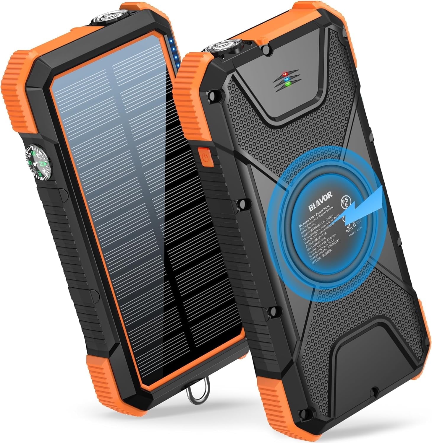 Solar Power Bank, PD18W QC3.0 Fast Charging 10W Wireless Charger ...