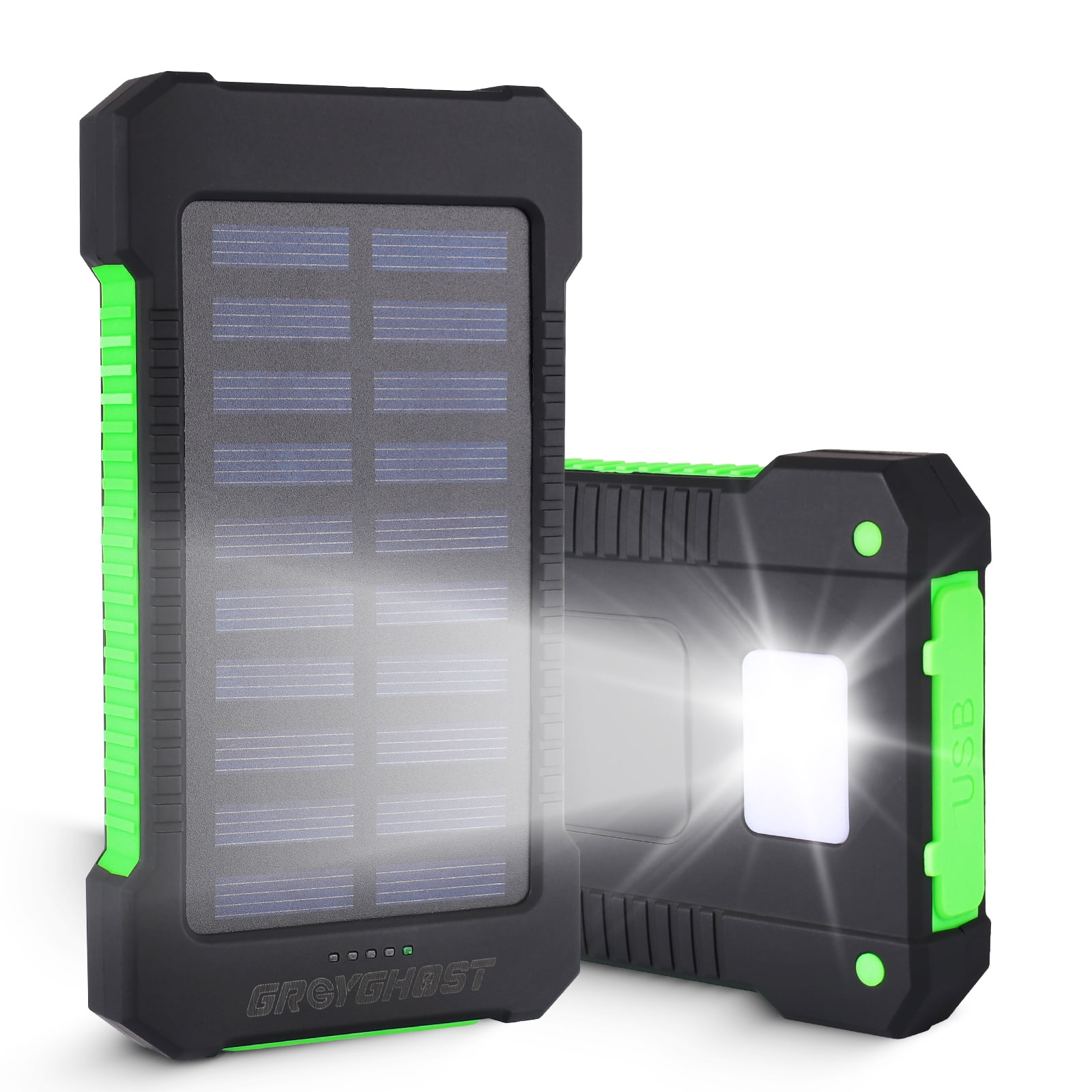 20000mAh Solar Power Bank, Waterproof, Dual USB, LED Flashlights ...