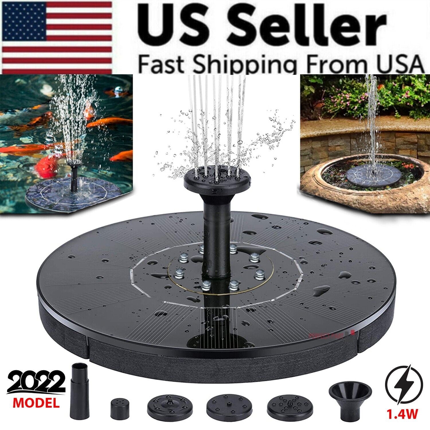 "The Perfect Part Solar Bird Bath Fountain Pump, 1.4W Solar Fountain, 4 ...