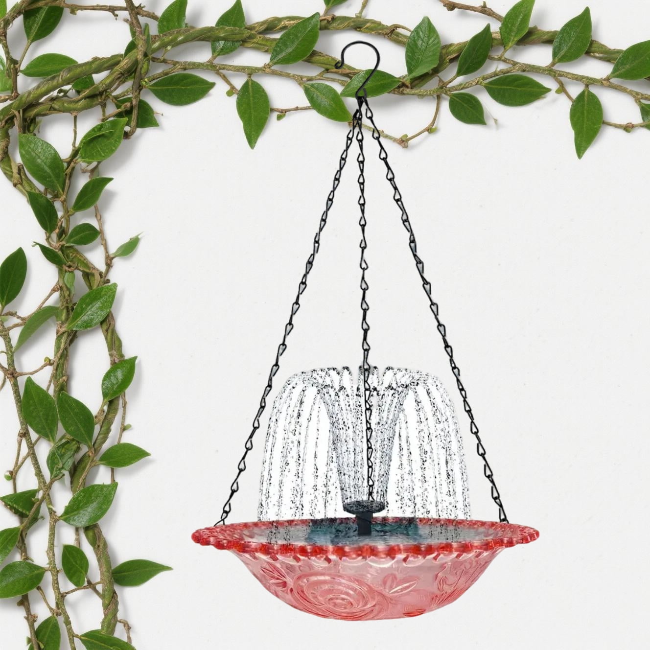 Solar Power Bird Feeder Fountain - Hanging Bird Bath with Solar ...