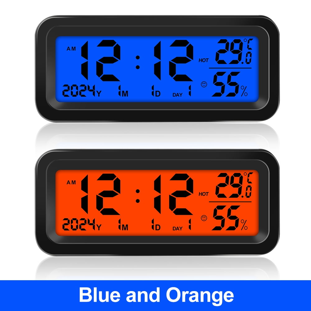 Solar Power Car Clock LCD Display Temperature Humidity Auto Dashboard ...