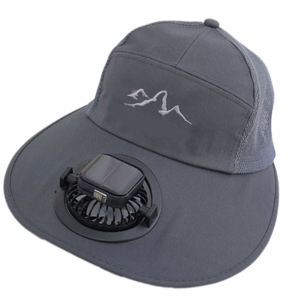 Solar Power Cooling Fan Hat with Rechargeable Battery Adjustable Speed ...