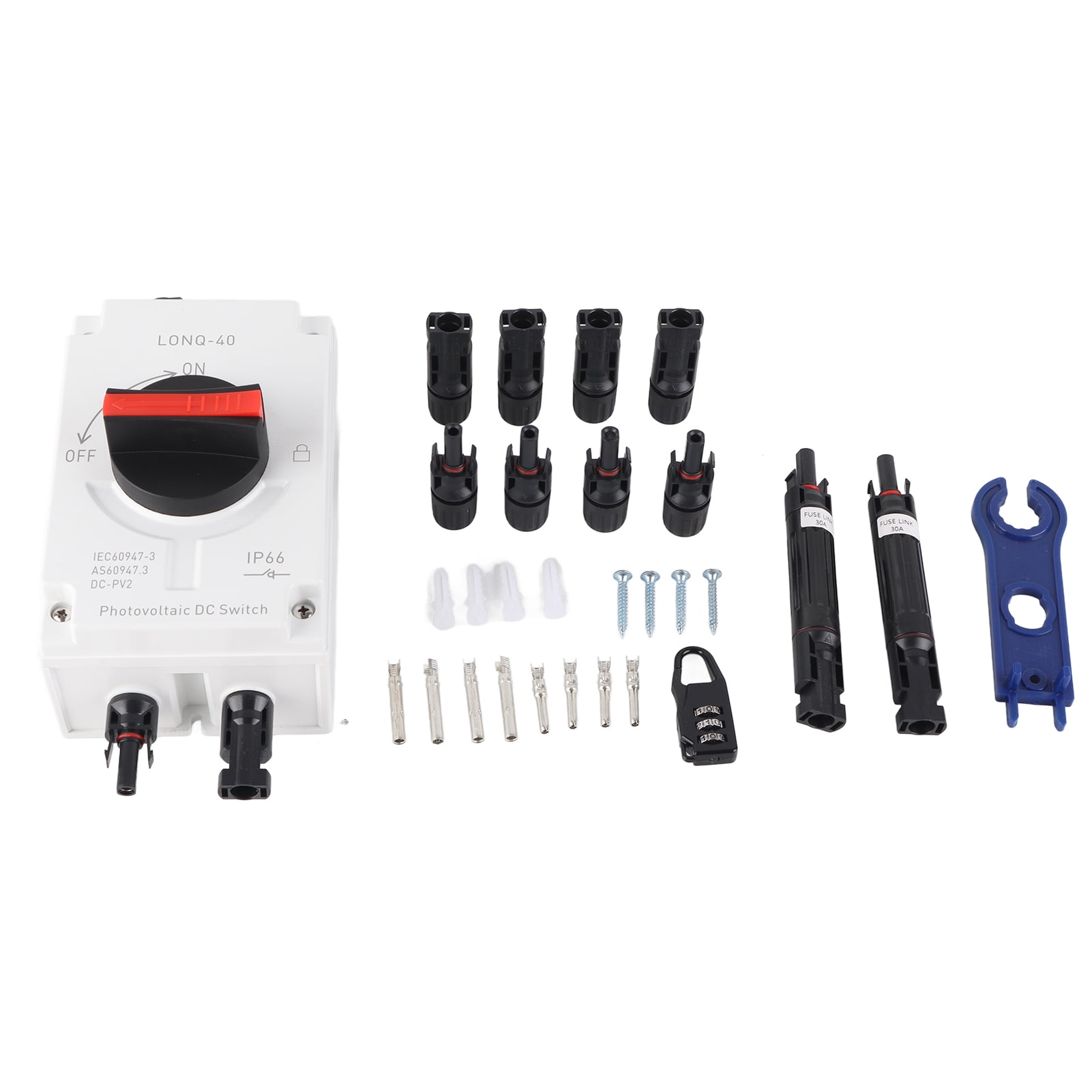 Solar Power DC Disconnect Switch Photovoltaic PV Battery Disconnect Isolator 1200V DC 32A 4P ...