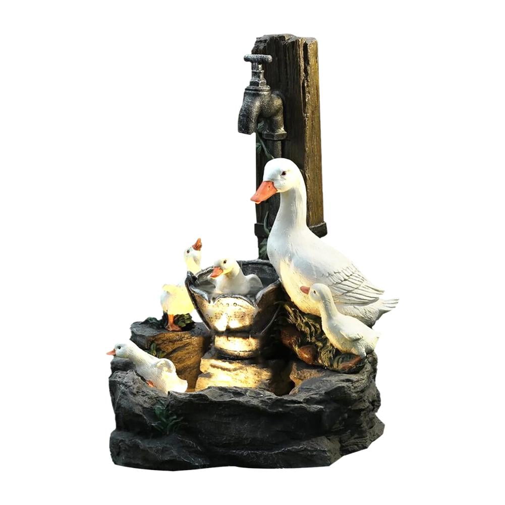 Solar Power Duck Family Garden Water Feature Fountain Duck Statue ...