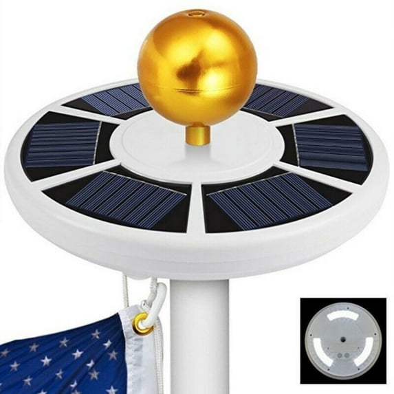 Solar Powered 42 LED Flagpole Light - Auto On/Off, Waterproof, Self ...