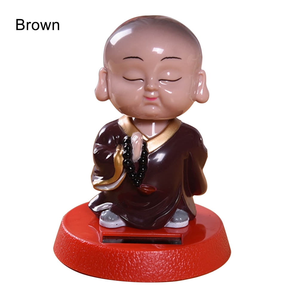 Solar Power Flip Flap Pot Swing Toy Cartoon Monk Figurine Car Ornament ...