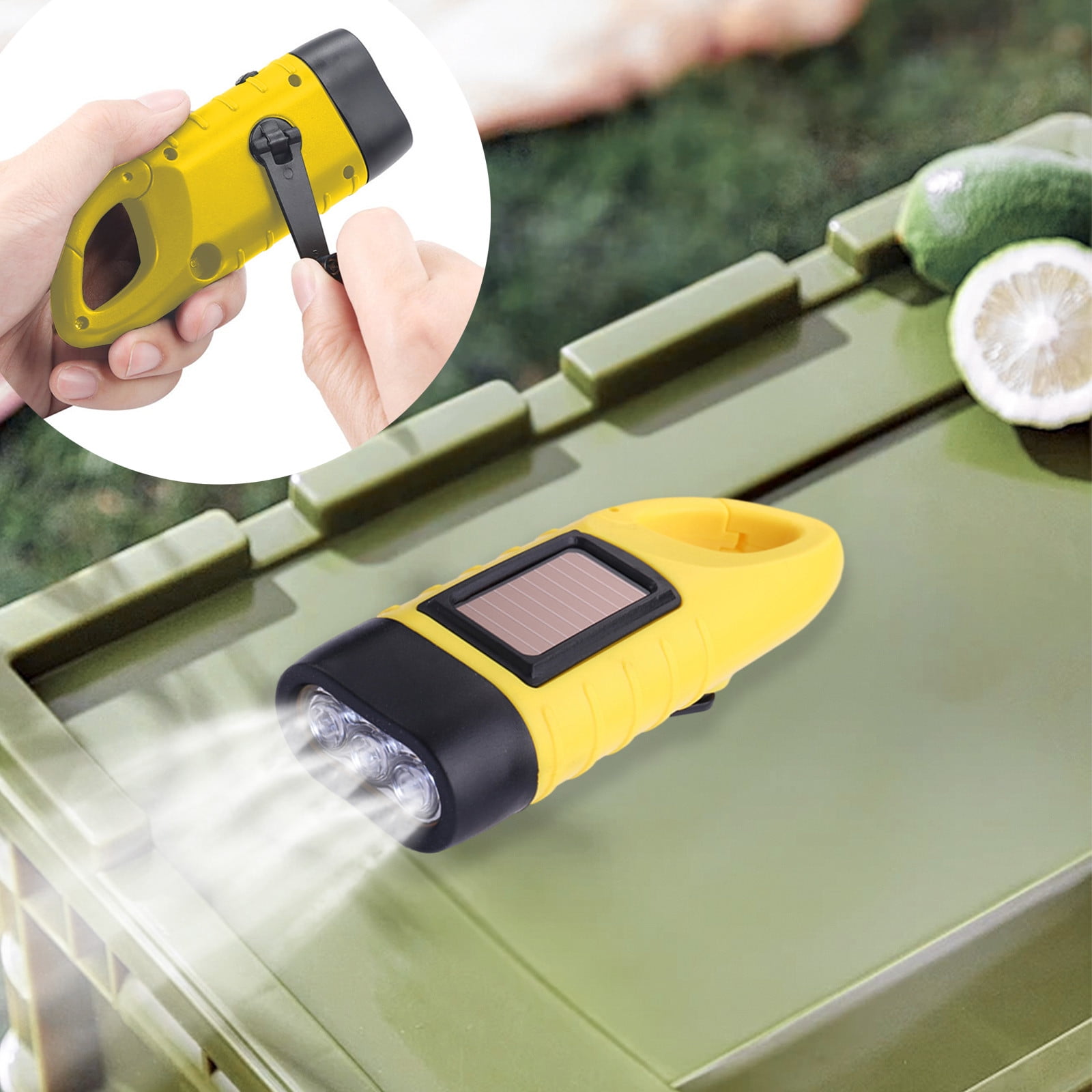 Solar Power Hand Crank Flashlight, Mini Portable LED Light ...