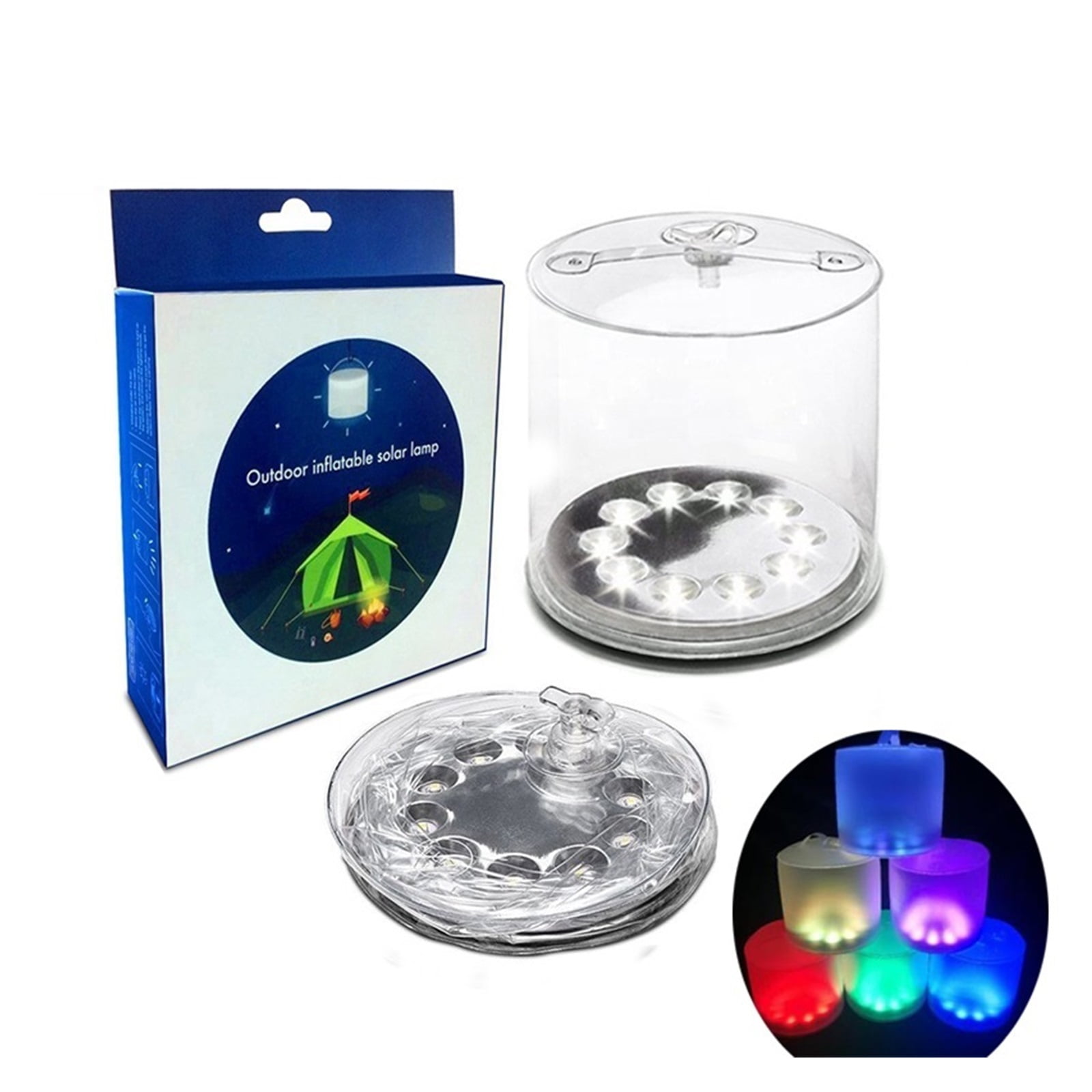 Solar Power Inflatable Camping Lights Outdoor LED Lamp Frosted RGB/Warm ...