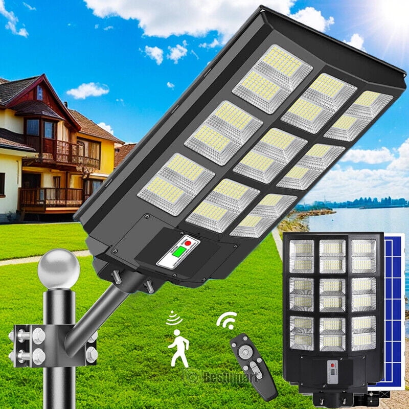 Solar Power LED Street Light Remote Control sensor Waterproof Garden ...