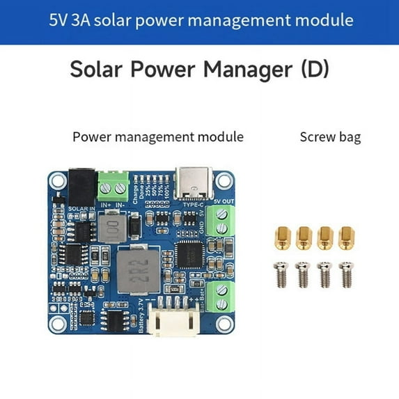 Solar Power Manager Module MPPT Supports 6V-24V Solar Panel Type-C 5V ...