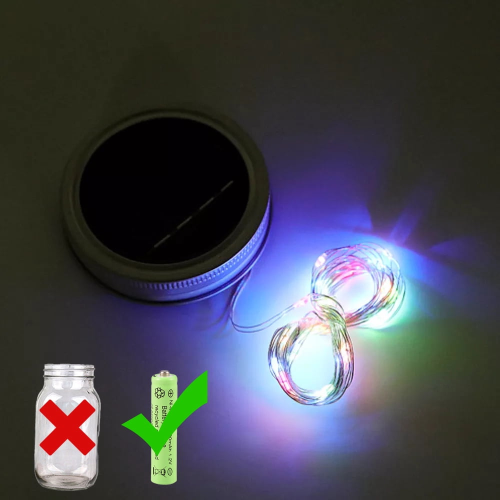 Solar Power Mason Jar Lid Lights 1M/2M LED Waterproof Fairy Light ...