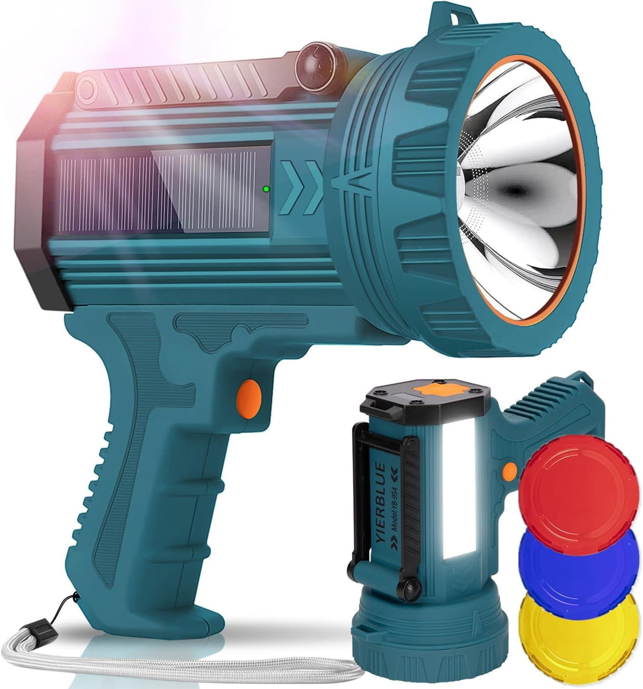 Solar Power & Rechargeable Spotlight Flashlight, 1000,000 High Lumen ...