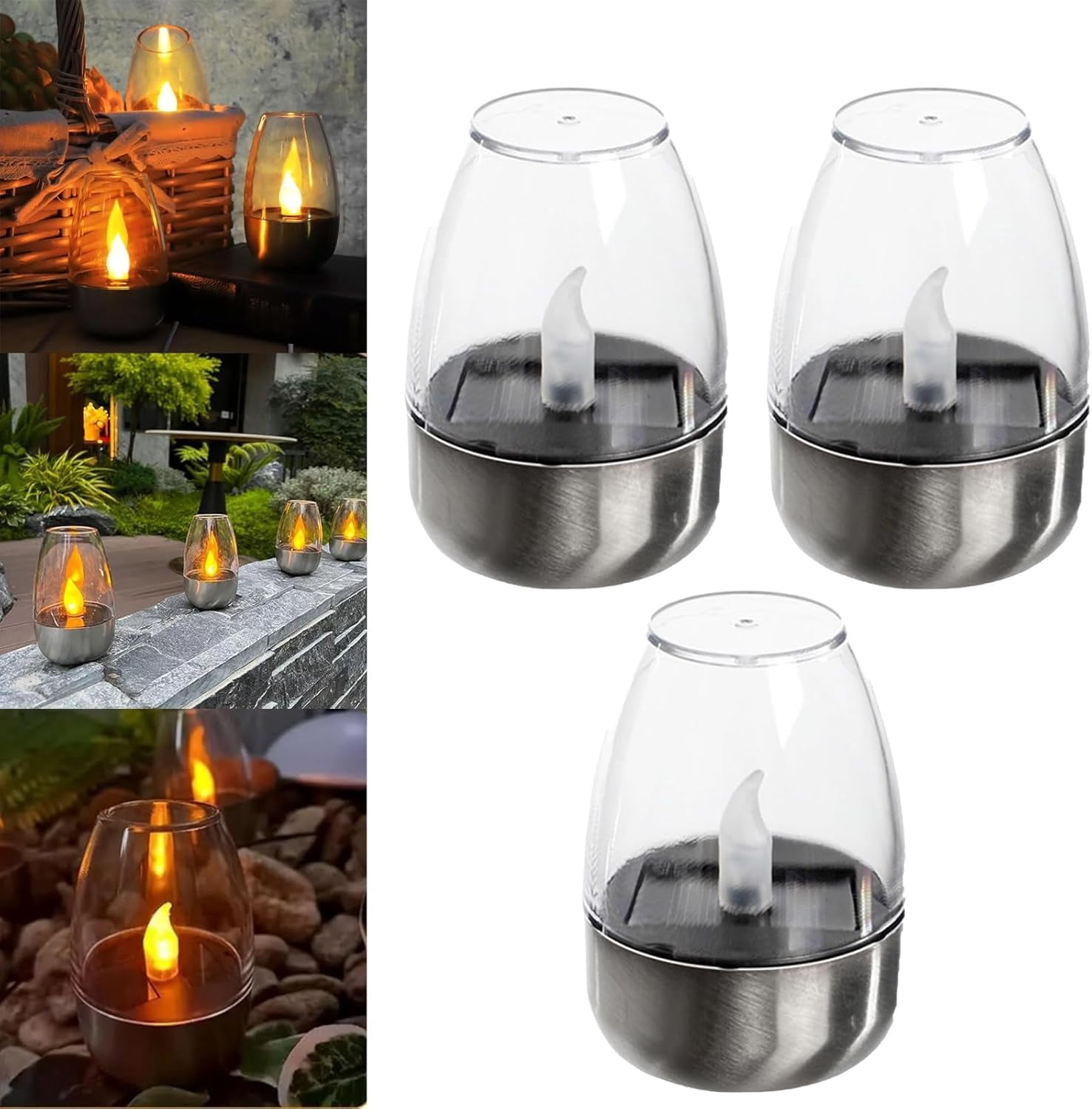 Solar Power Tea Lights Outdoor, Flameless Ambiance Solar Candle Light ...