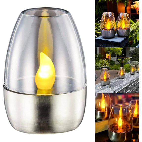 Solar Power Tea Lights Outdoor Flameless Flicker, Flickering Candle ...