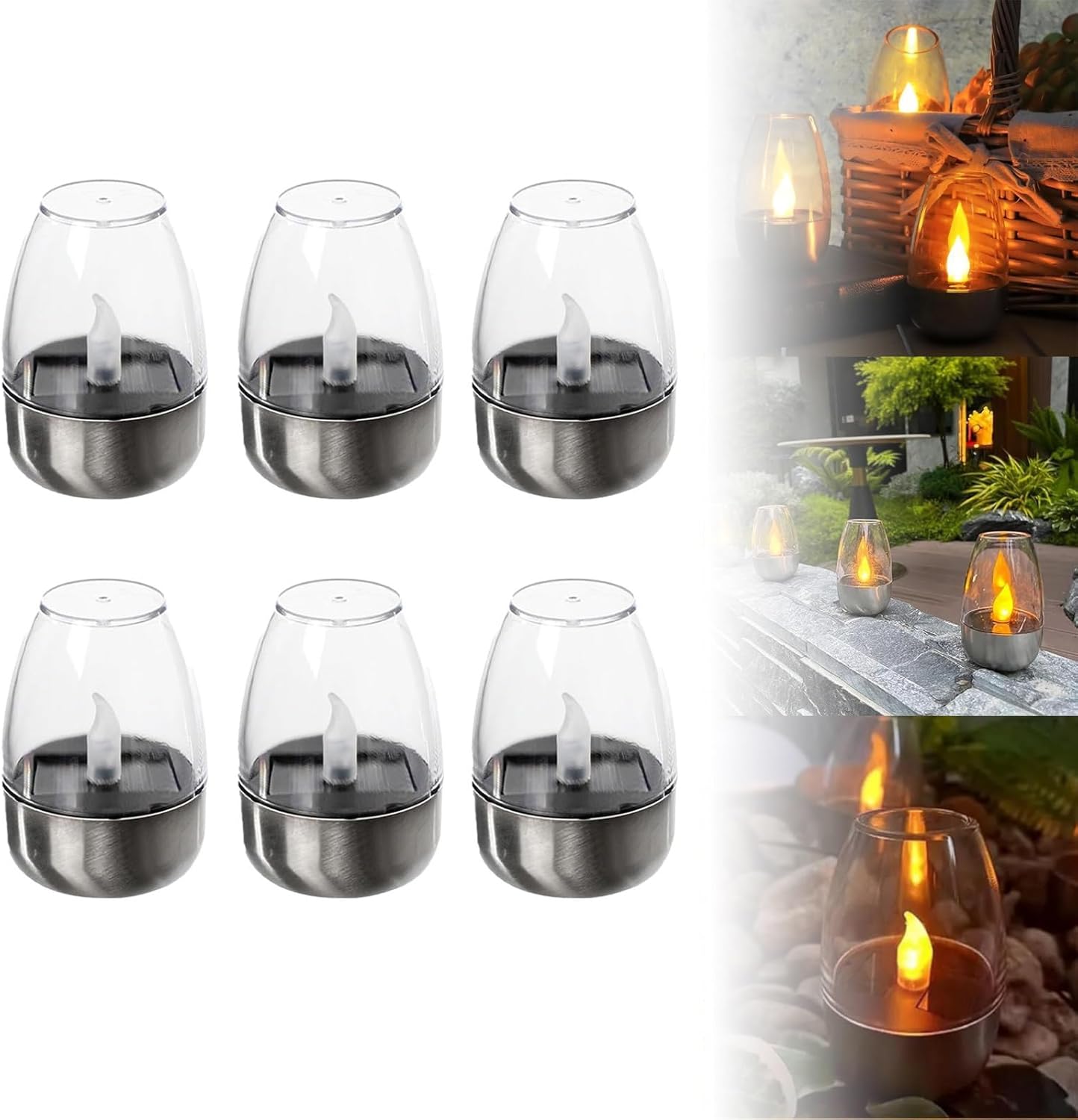 Solar Power Tea Lights, Outdoor Waterproof Flameless Candles with ...