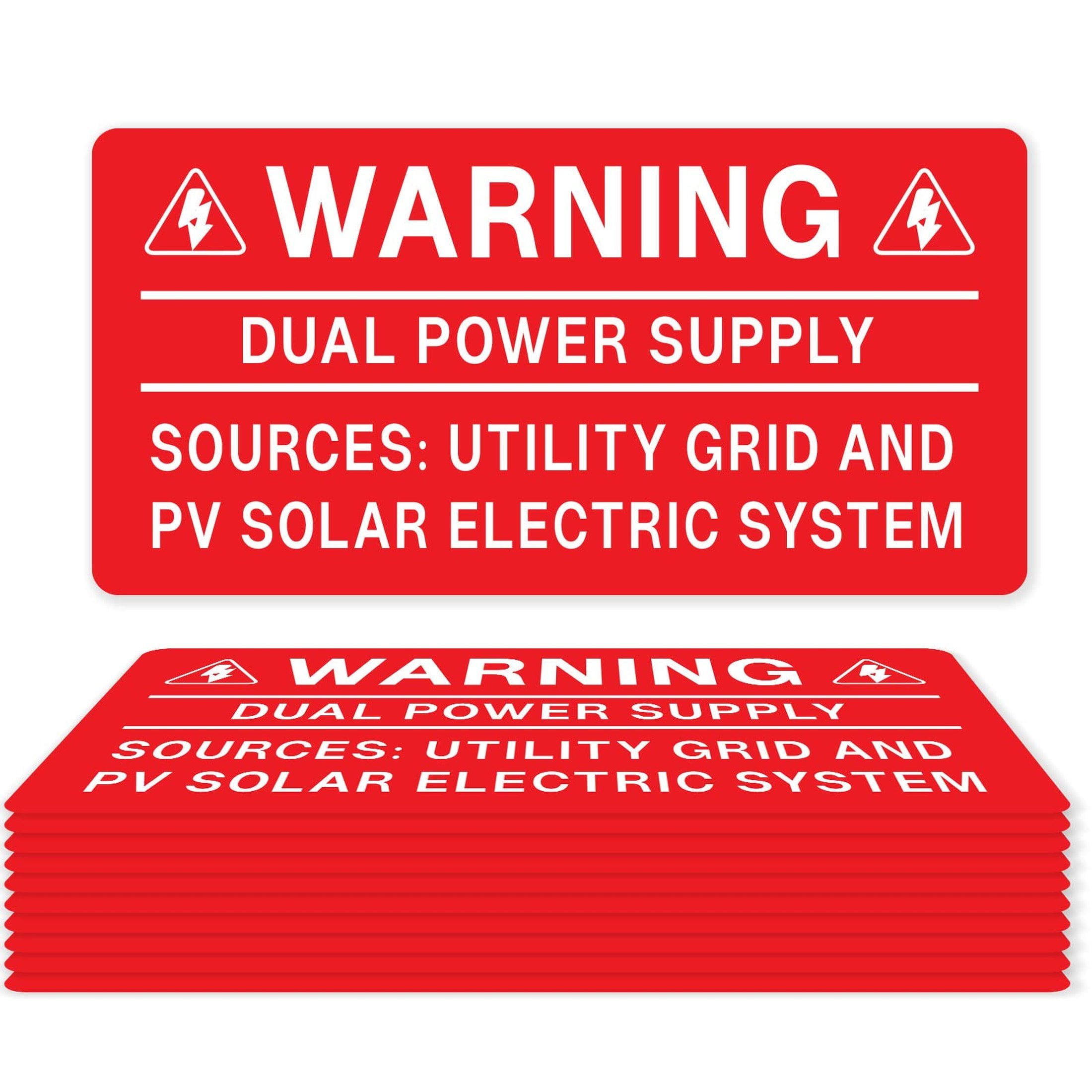 Solar Power Warning Labels - 10 Pack for Dual Supply Systems - Walmart.com