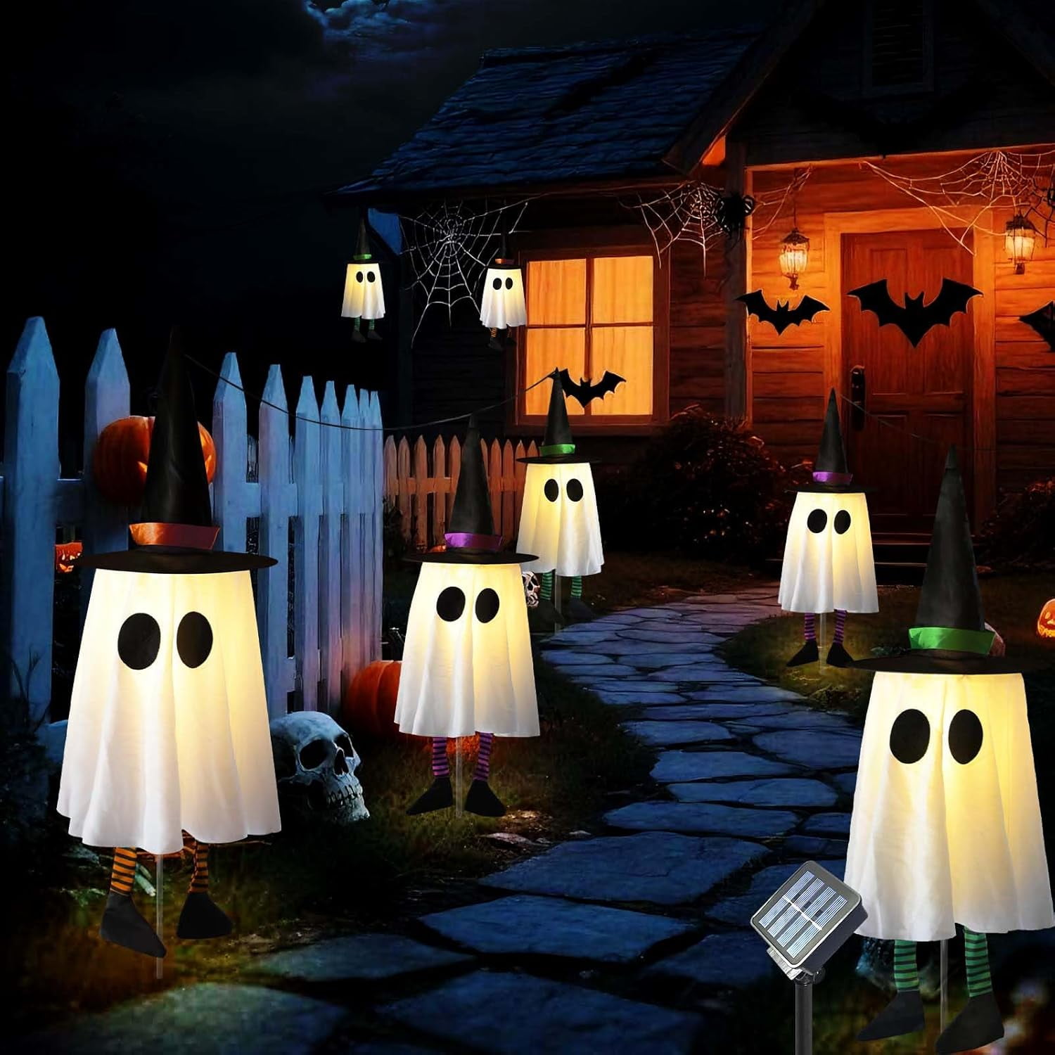 Solar Powerd Halloween Ghost Decorations Outdoor, Set of 3 Light Up ...