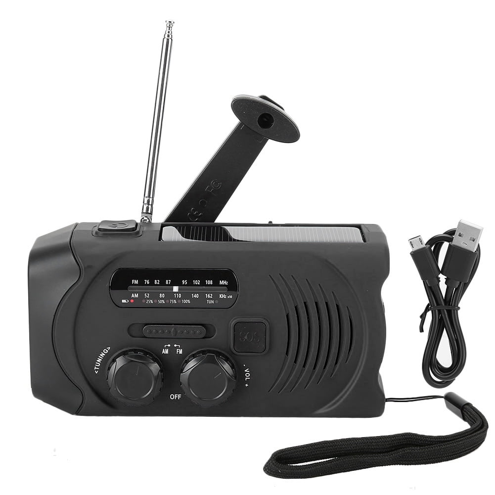 Solar-Powered AM/FM/Weather Band Radio with Hand Crank, Multi-Function ...