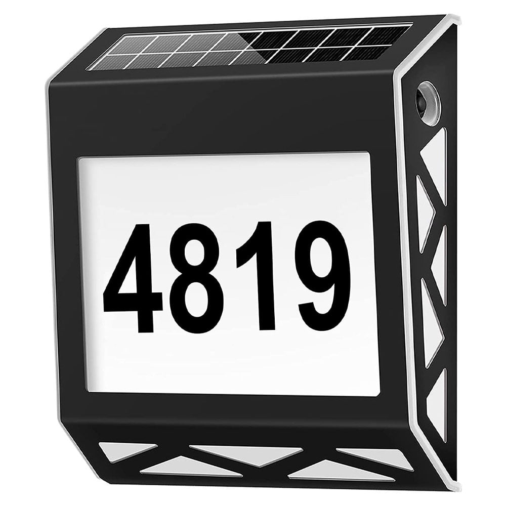Solar Powered Address Sign, Waterproof LED Illuminated, Smart Switch ...