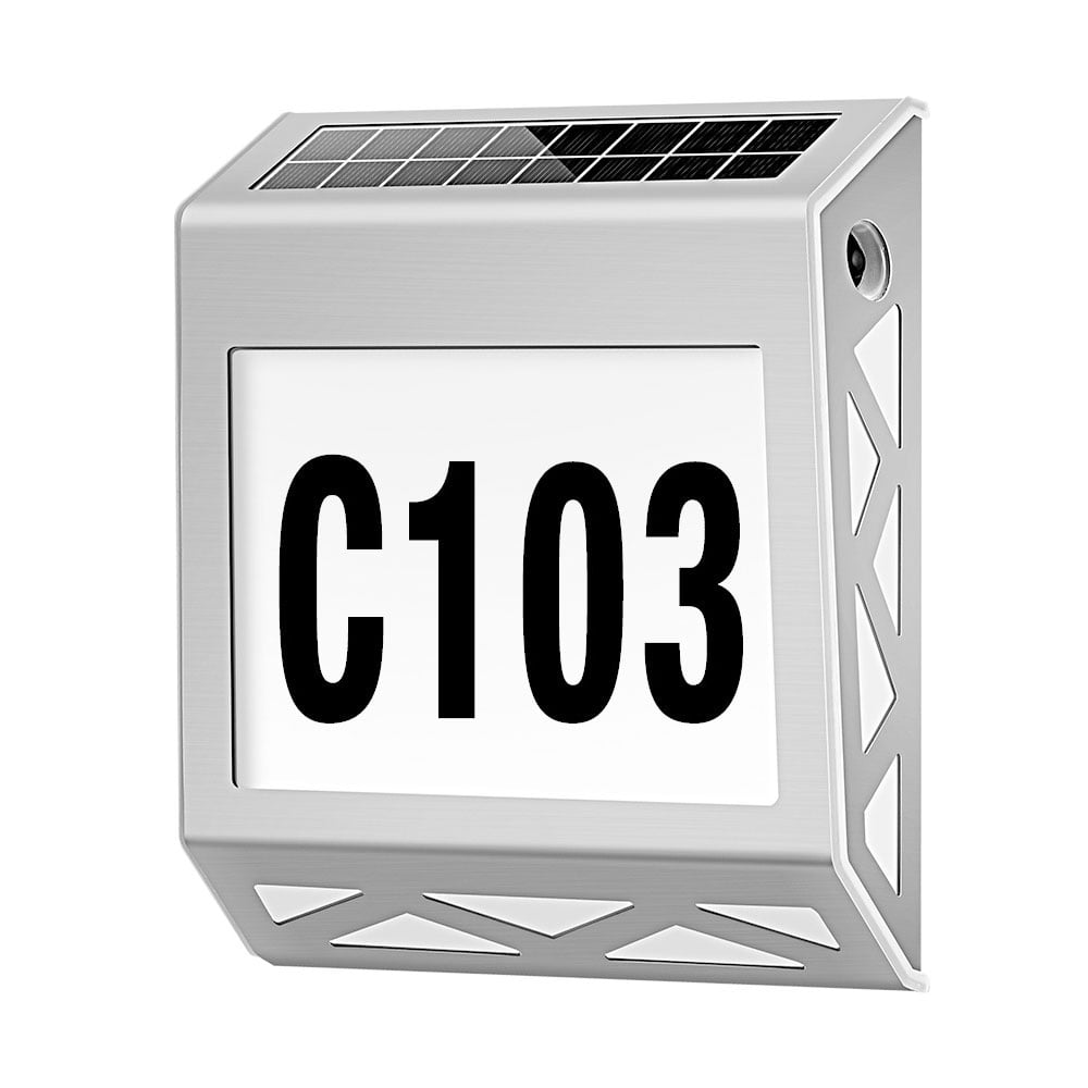 Solar Powered Address Sign, Waterproof LED Illuminated, Smart Switch ...
