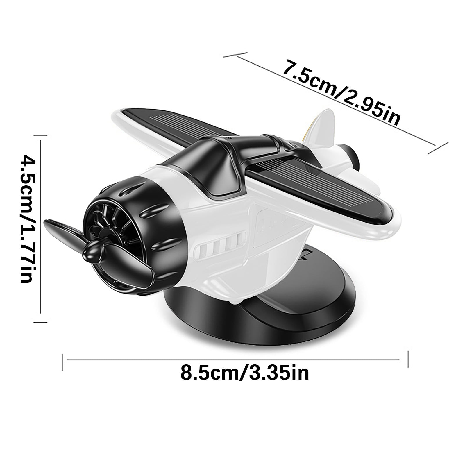 Solar Powered Airplane Car Ornament, Dashboard Decoration with Rotating ...