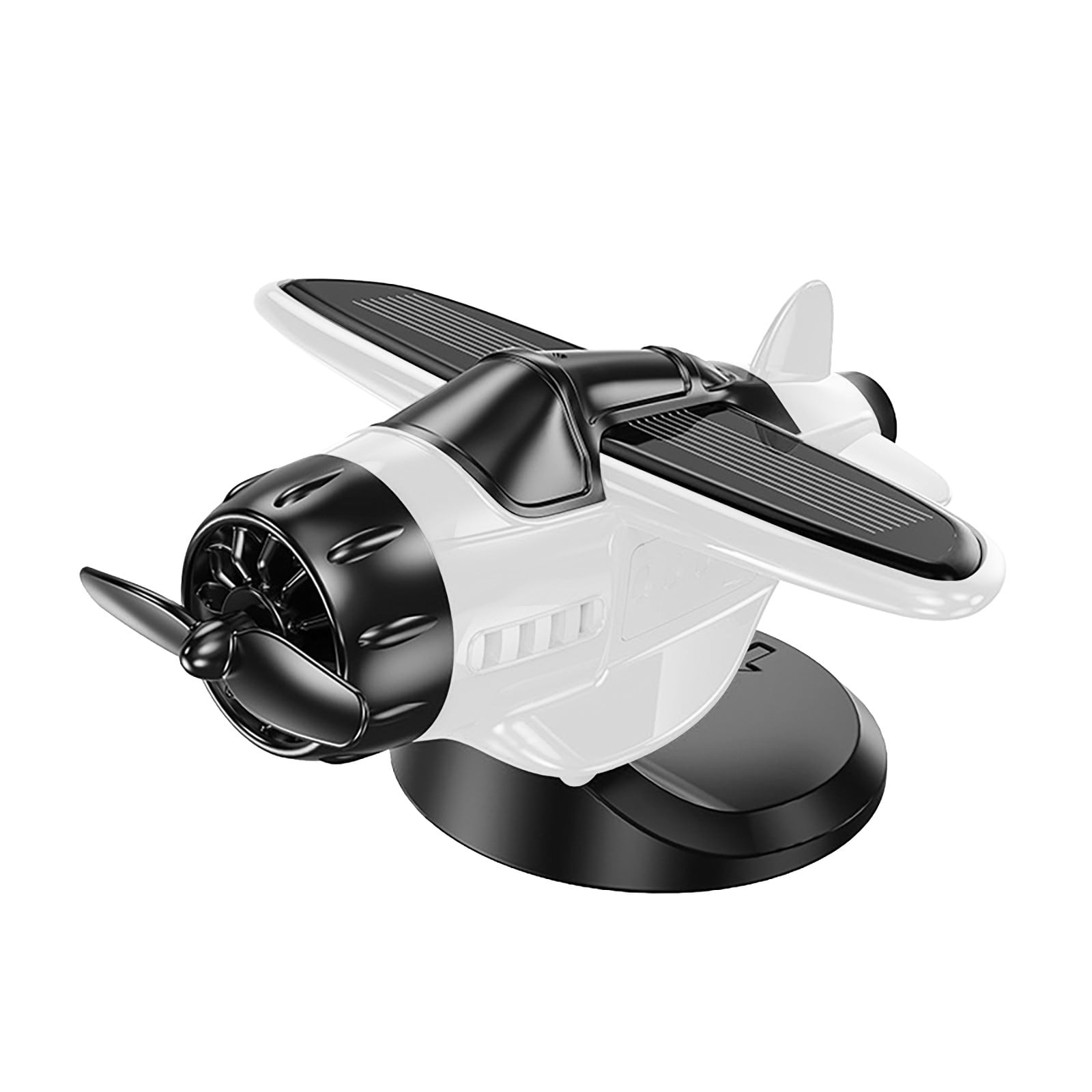Solar Powered Airplane Shaped Car Ornament with Rotating Propellers ...
