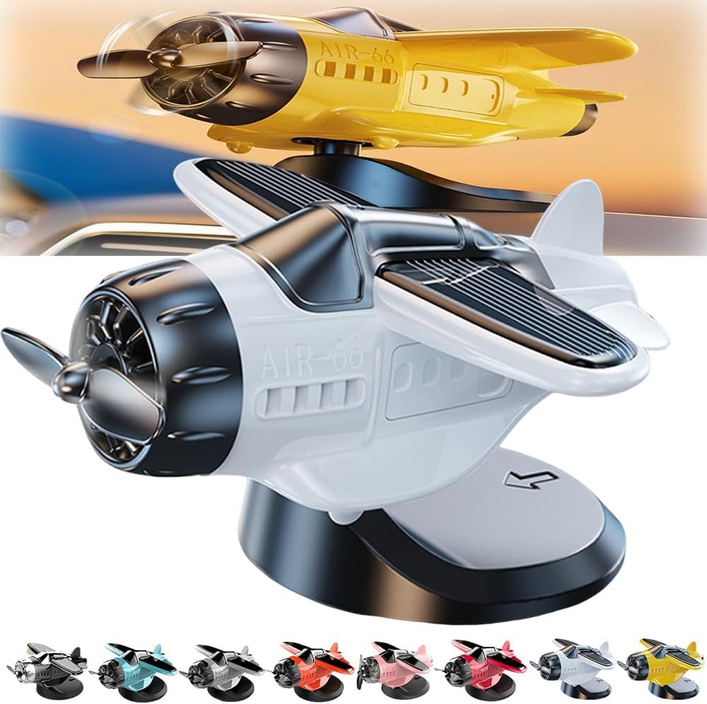Solar Powered Airplane Shaped Car Ornaments, Dashboard Drifting ...