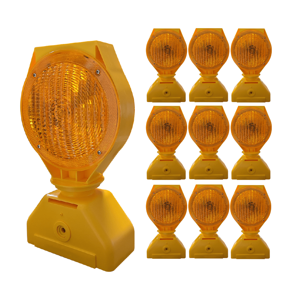 Solar Powered Amber LED Barricade Light 3-Way With 2 Nickel Metal ...