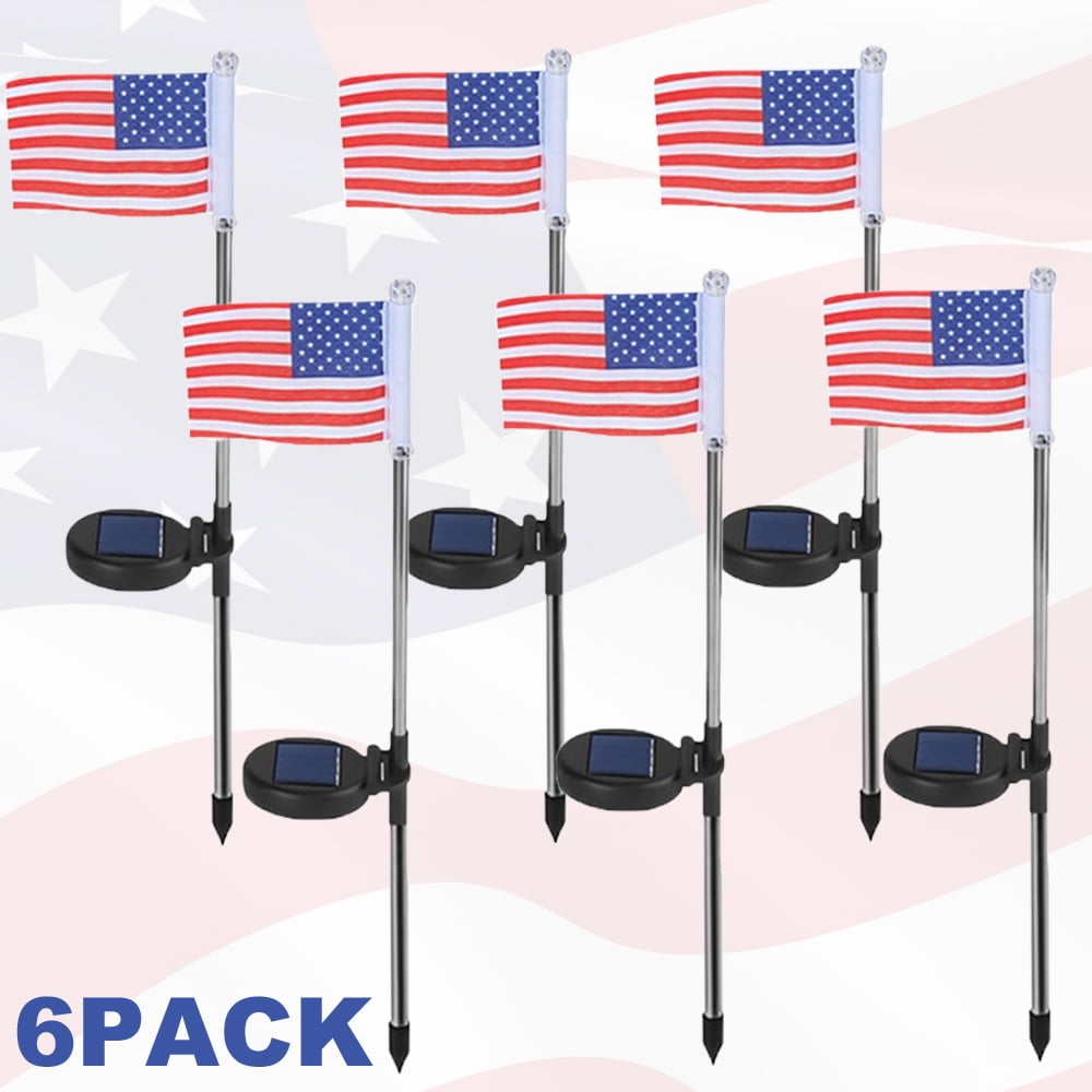 Solar Powered American Flag Solar Garden Stake Lights, Independence Day ...