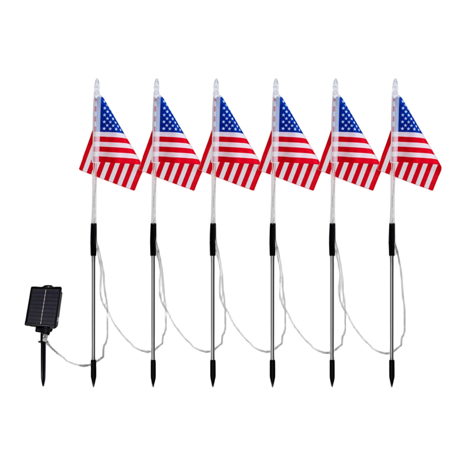 Solar Powered American Flag LED Lights Outdoor Decorative Lighting Set ...