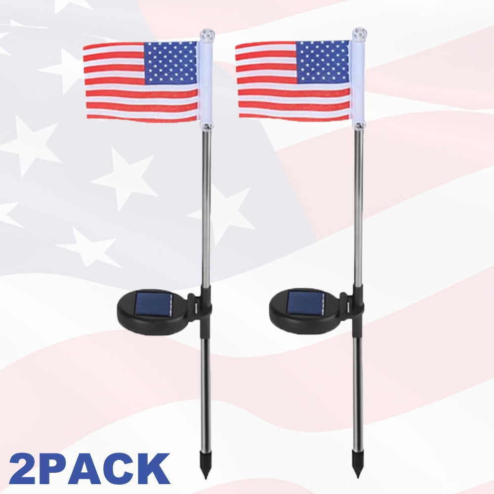 Solar Powered American Flag Solar Garden Stake Lights, Independence Day ...