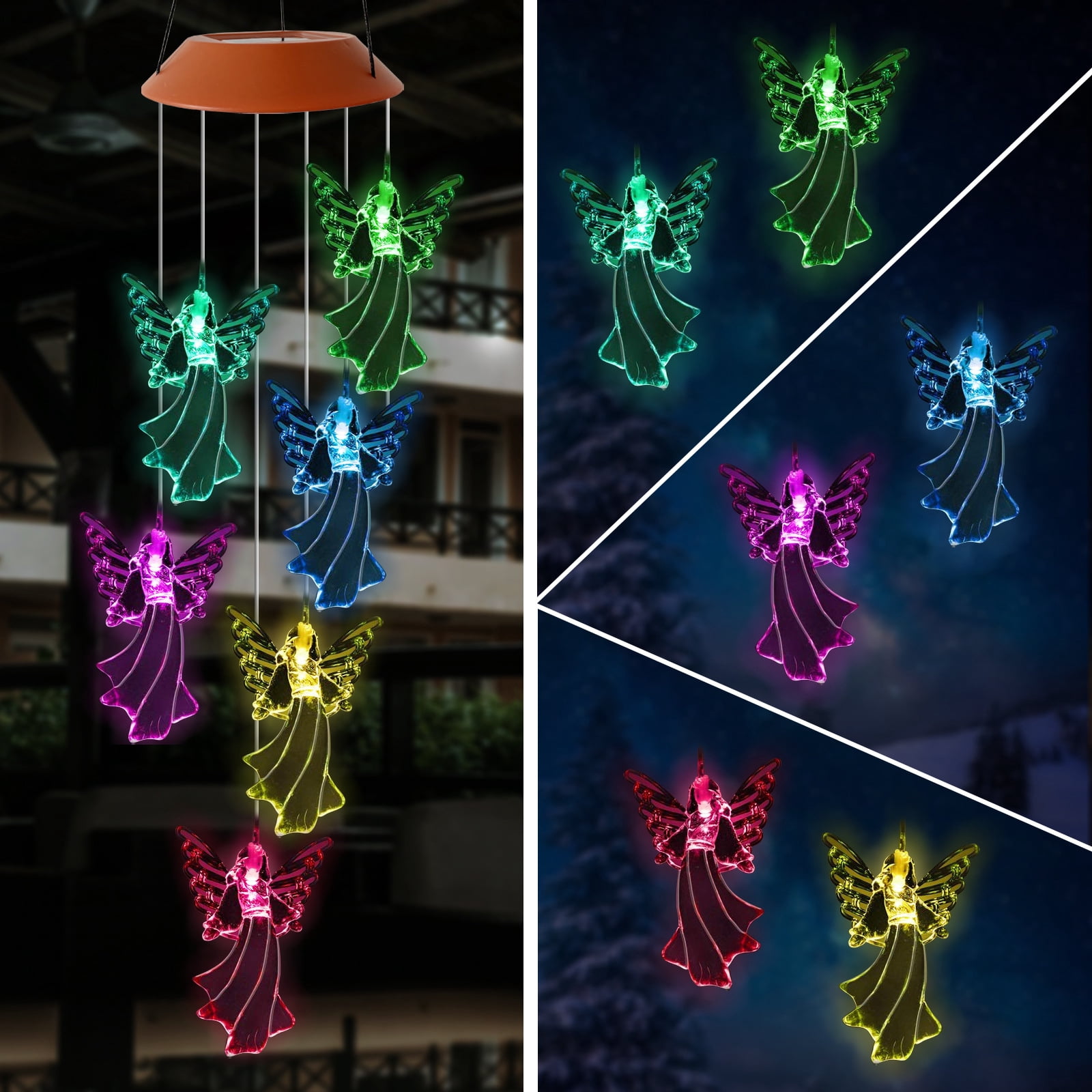 Solar-Powered Angel Wind Chimes with Color-Changing LED Lights ...