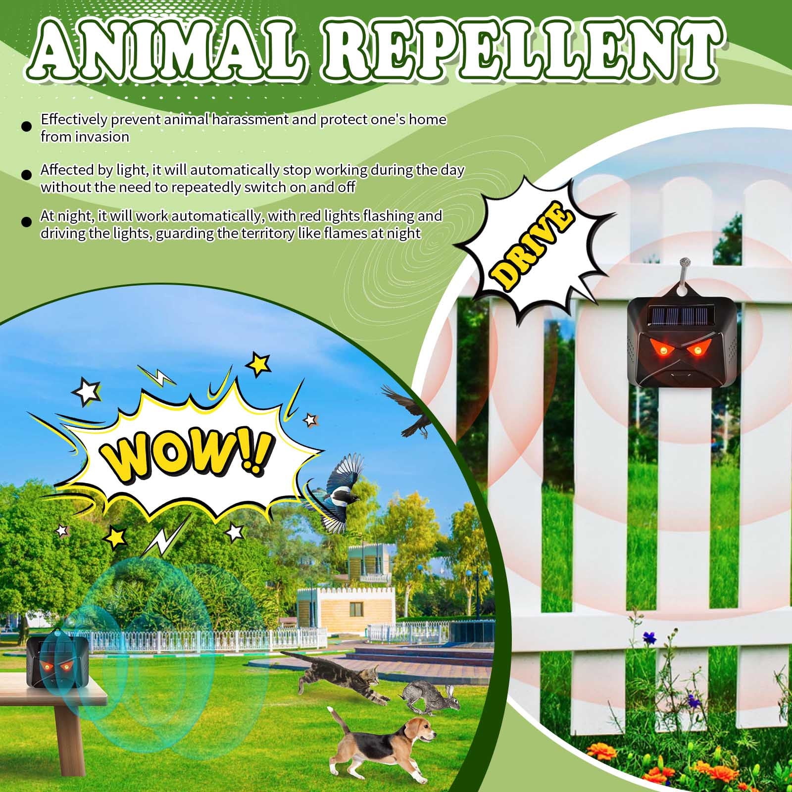 Solar Powered Animal Repeller, Predator Eye Animal Deterrent Devices ...