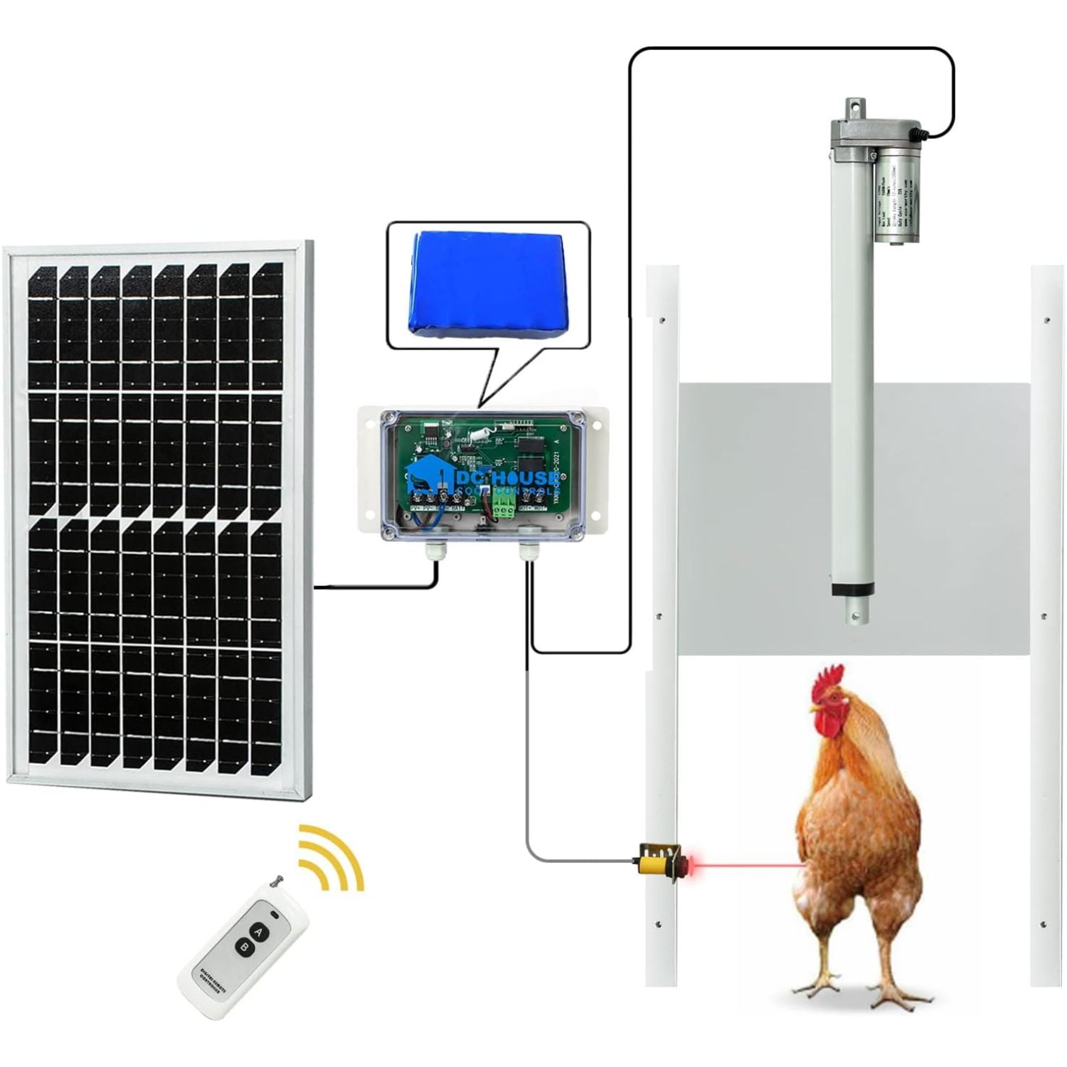 Solar Powered Automatic Chicken Coop Door with 10 Watt Solar Panel ...