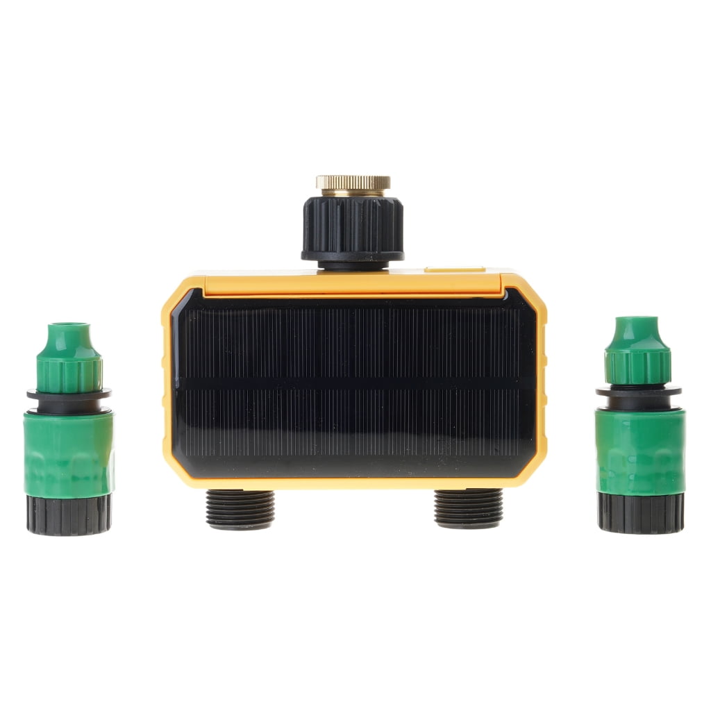 Solar Powered Automatic Water Timer with Double Valves Digital Water ...