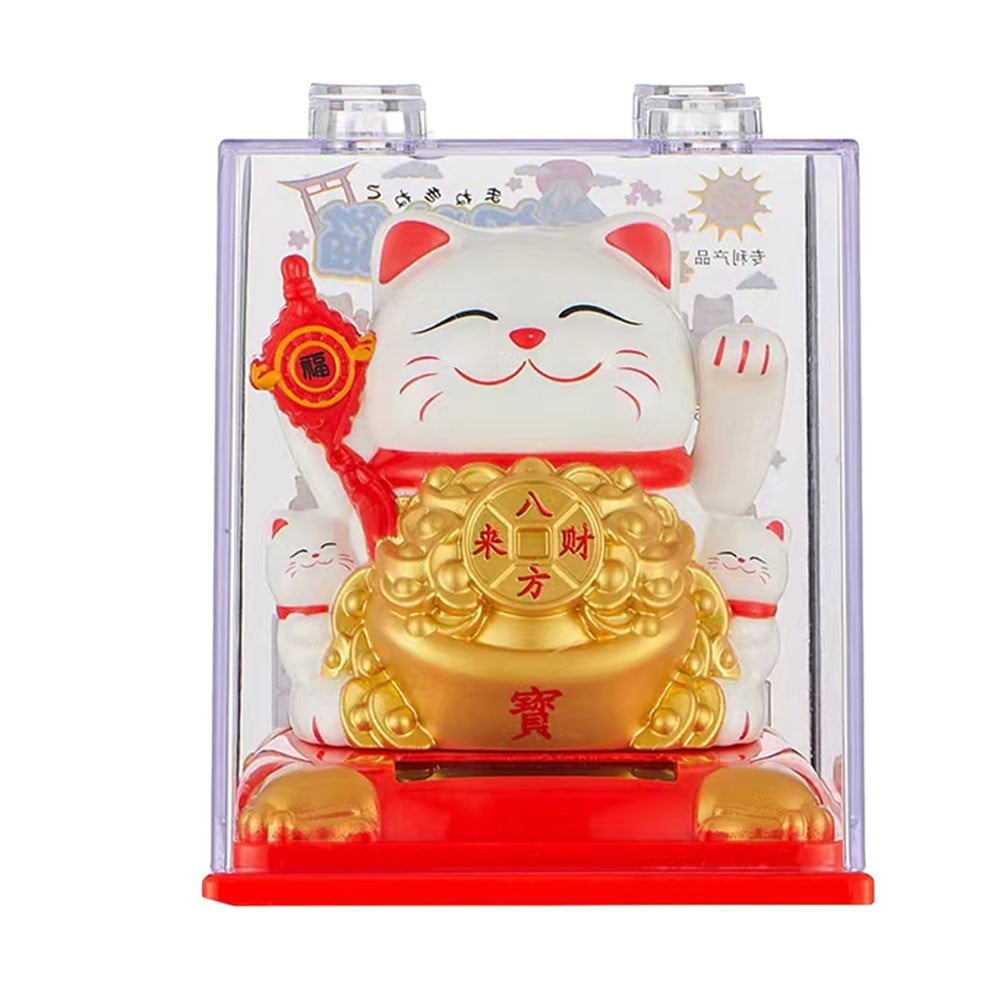 Solar-Powered Automatic Waving Lucky Cat Opening Checkout Welcome Cat ...