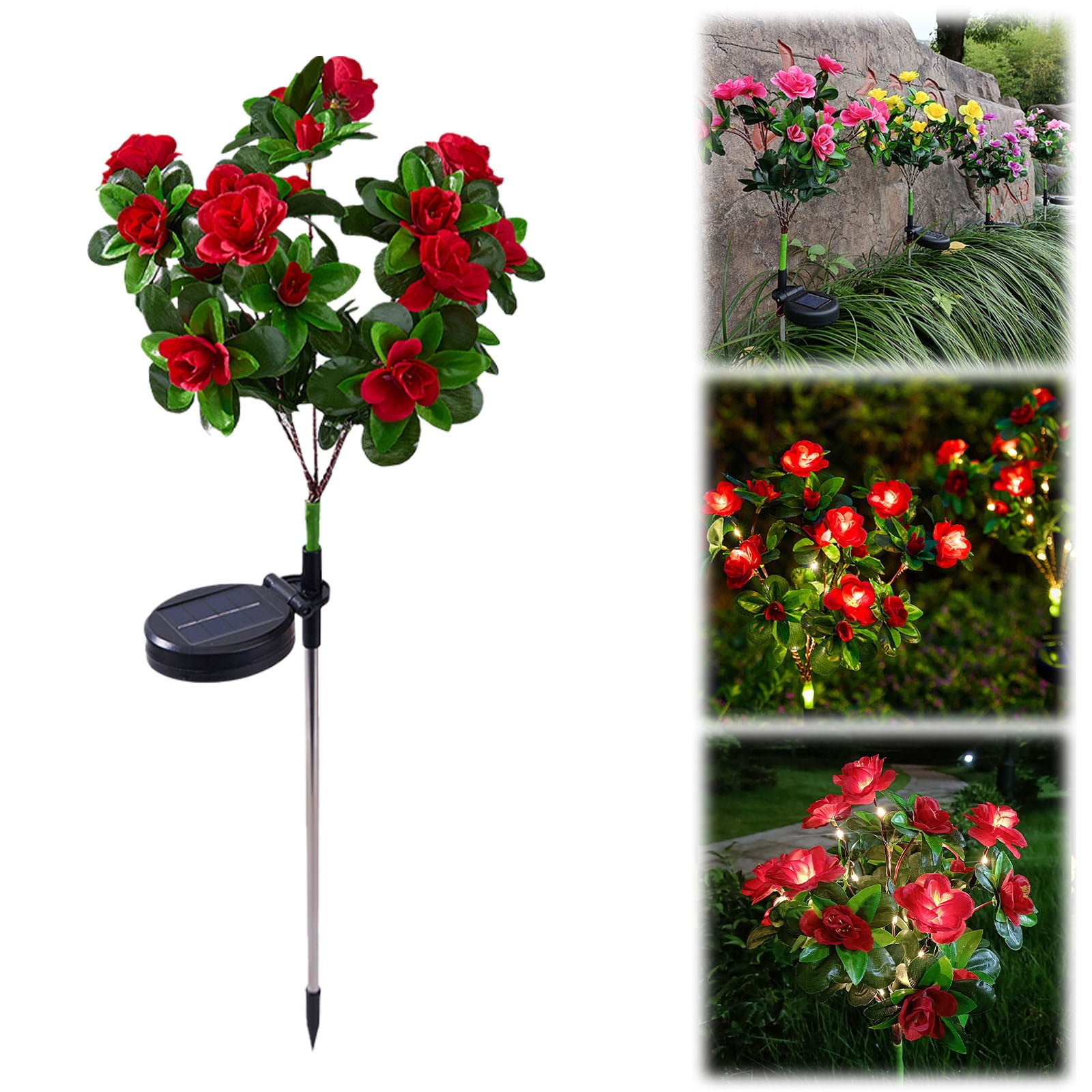 Solar-Powered Azalea Lantern (Red Warm Light): Led Garden Stake Lamp ...